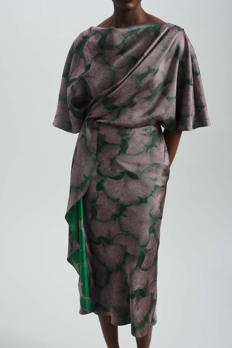 Jacquard Cascading Drape Dress – Amsale