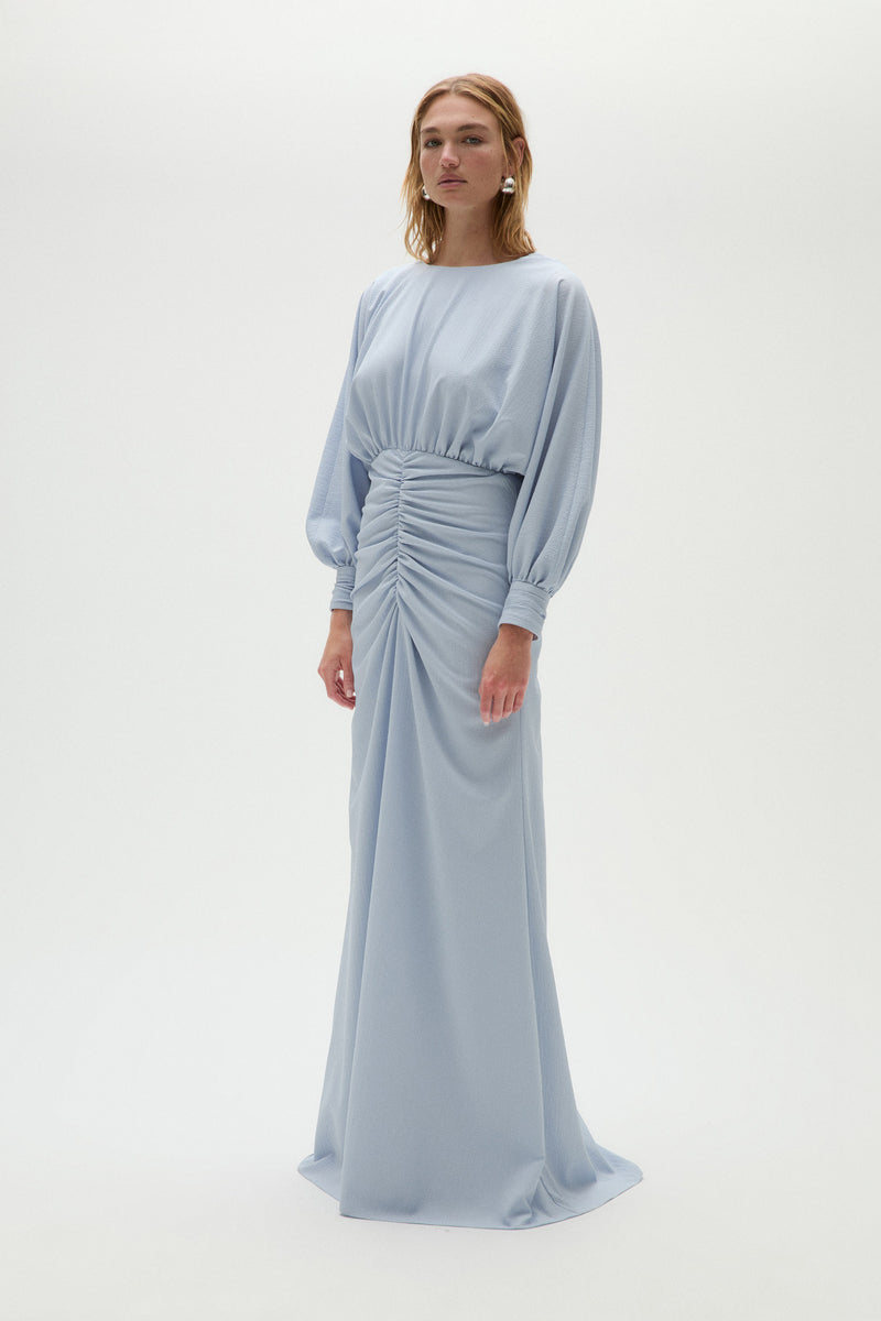 Pebble Crepe Gathered Gown – Amsale